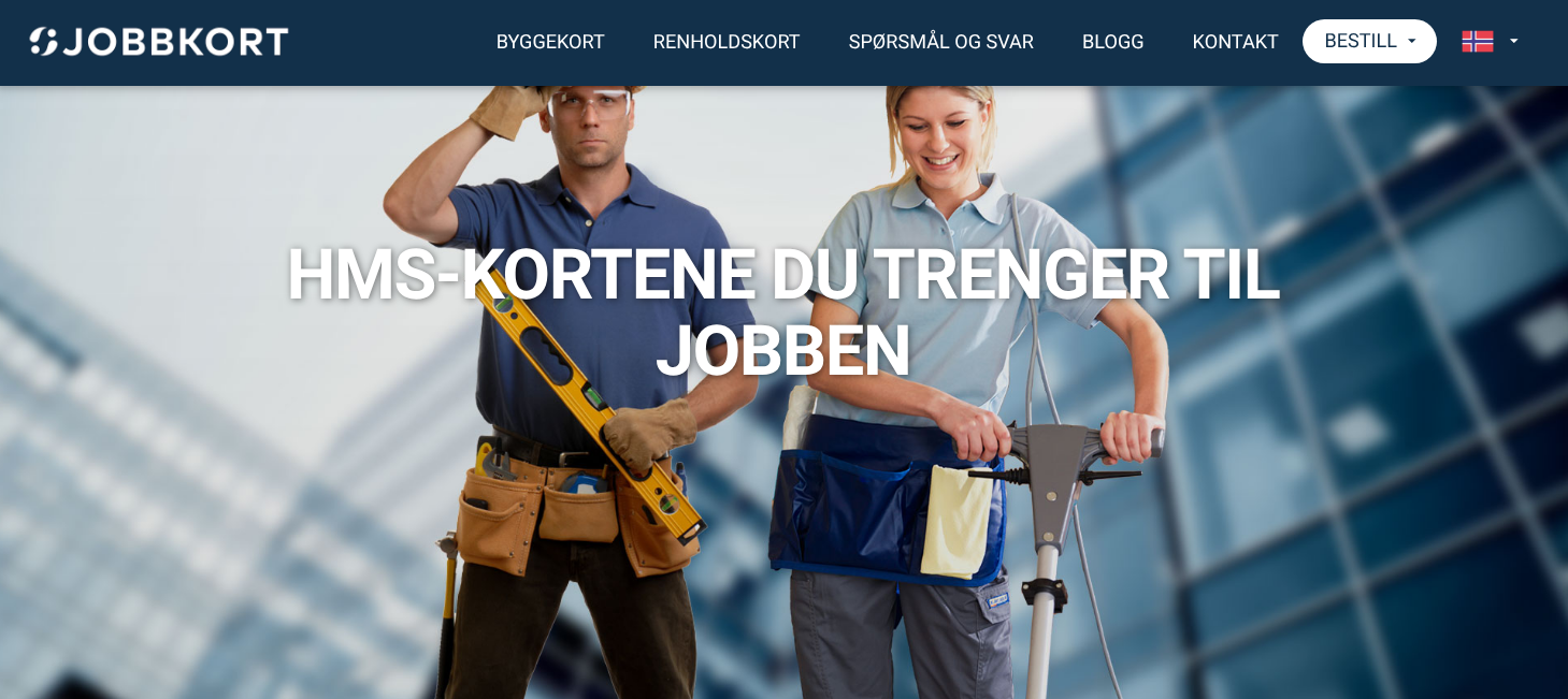 Bestill HMS-kort for bygg, renhold, bilpleie og varebil | Jobbkort